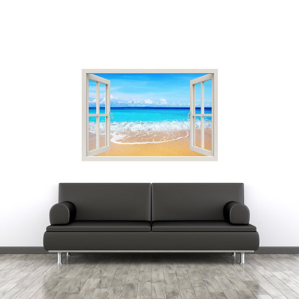 Window Frame Mural Beach - Huge size - Peel and Stick Fabric Illusion ...